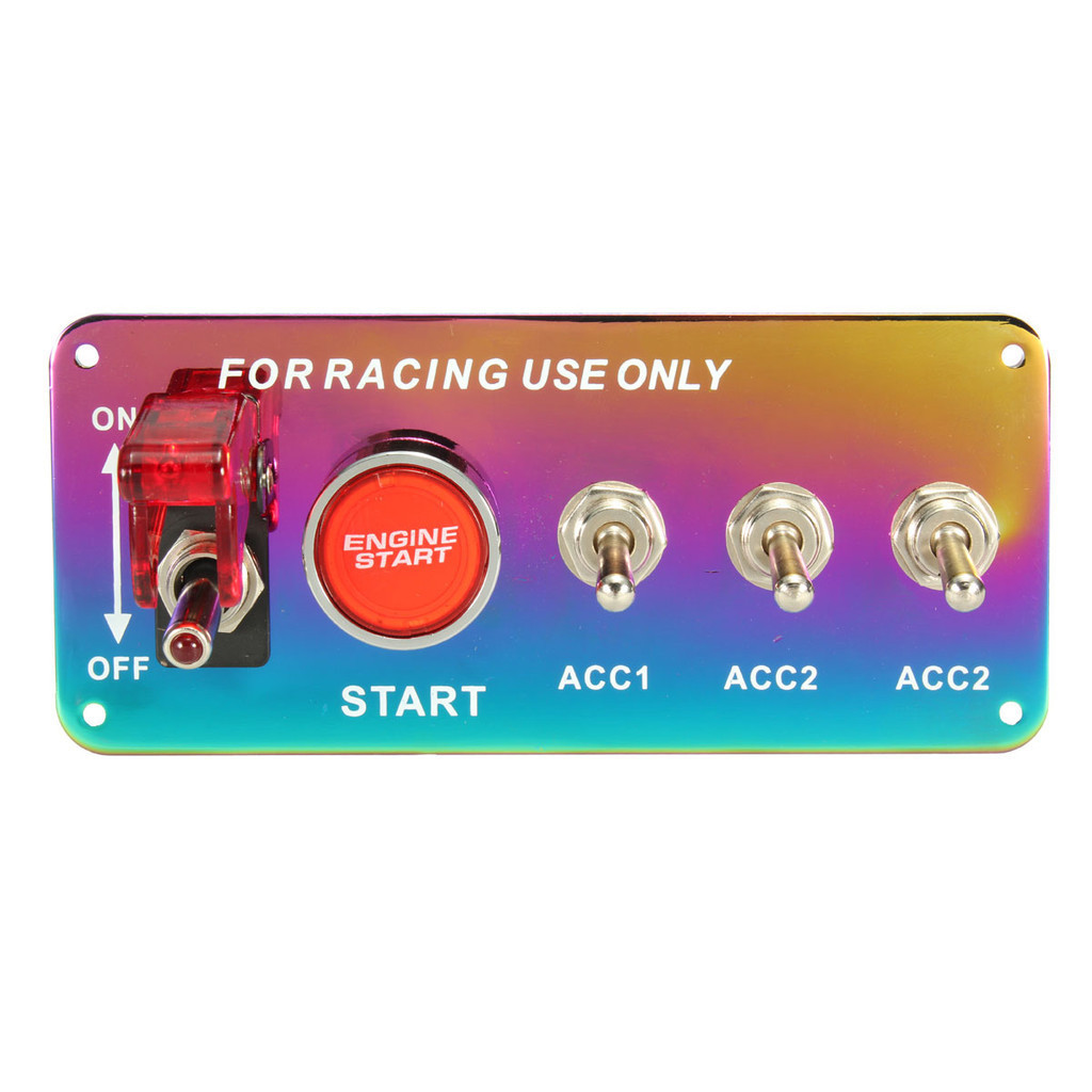 RACING CAR RED LED TOGGLE IGNITION SWITCH PANEL ENGINE START PUSH ...