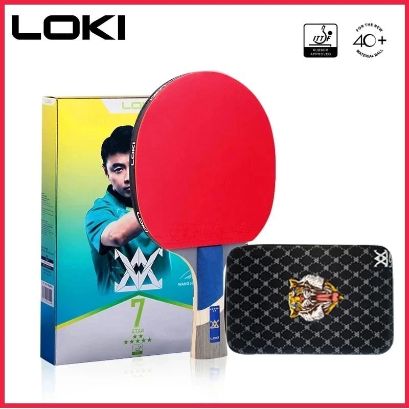 LOKI 7 Star Table Tennis Racket 5 Wood Offensive Ping Pong Bat Sticky Rubber with ITTF Approved ...