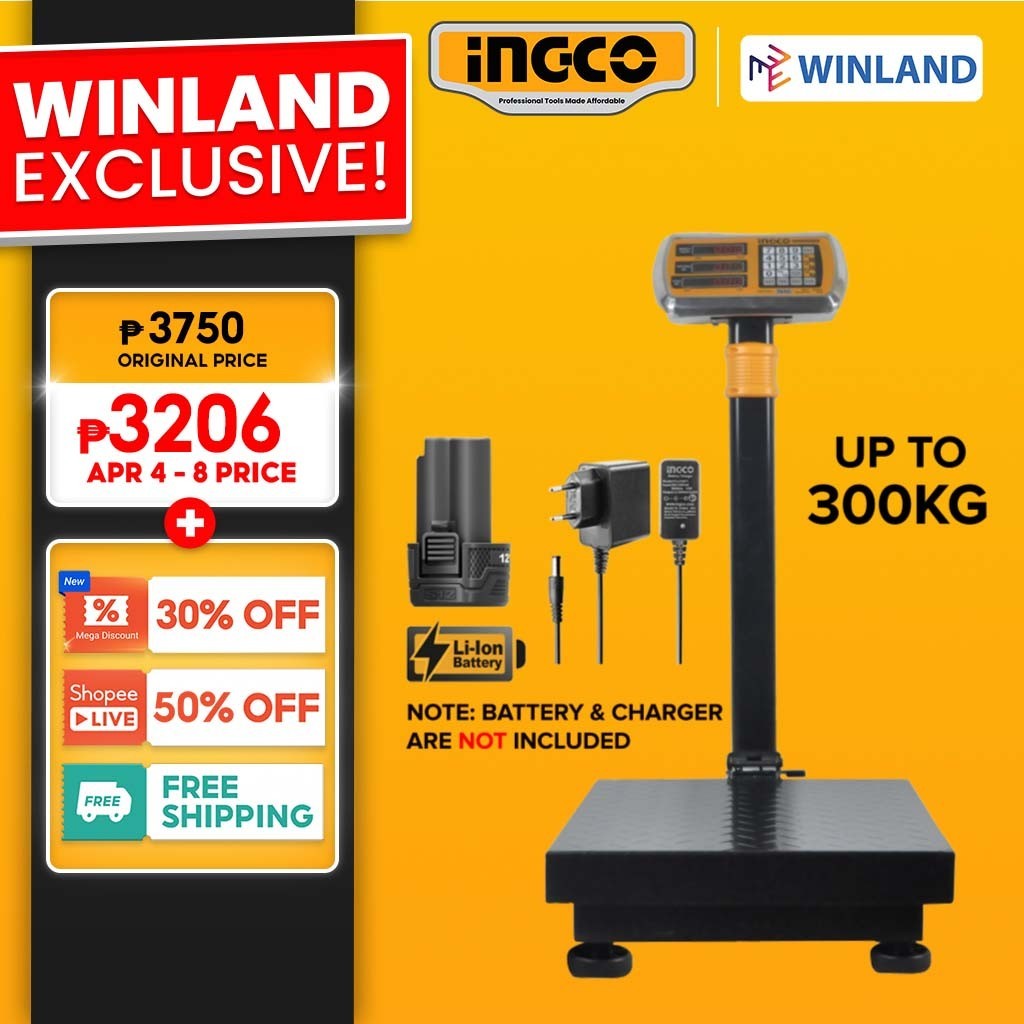Ingco by Winland 300kg Lithium-Ion Weighing Scale 12V CES1267 ING-CT ...