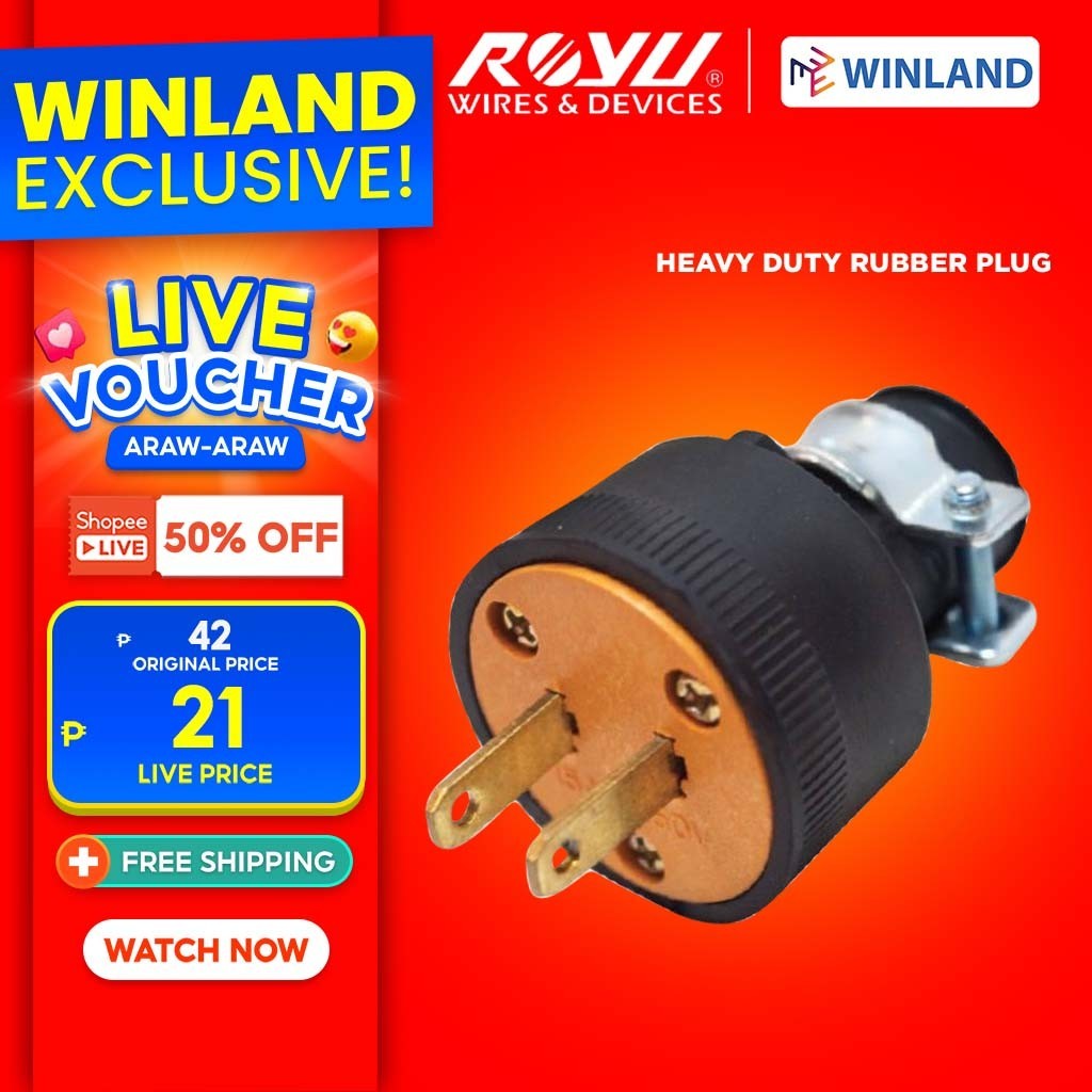 Royu by Winland Electrical Heavy Duty Rubber Plug 15A REDPL202 | Shopee ...