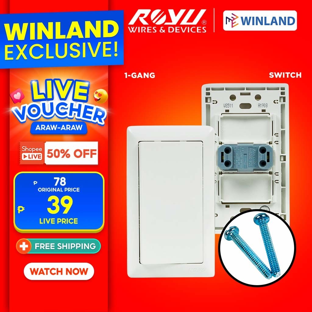 Royu by Winland Super Wide Series 1-Gang Switch Electrical Wiring ...
