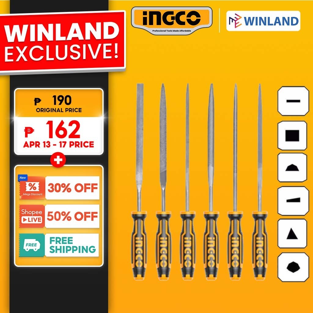 Ingco by Winland 6pcs Metal File Set Kikil 140mm(5.5") HKTF63 ING-SS ...