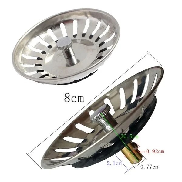 Stainless Steel Home Kitchen Sink Drain Stopper Basket Strainer Waste ...