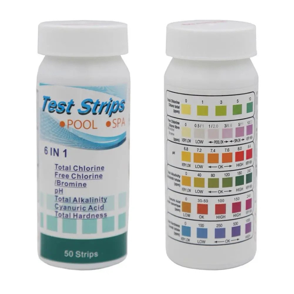 6-In-1 Swimming Pool PH Test Paper Residual Chlorine PH Value ...