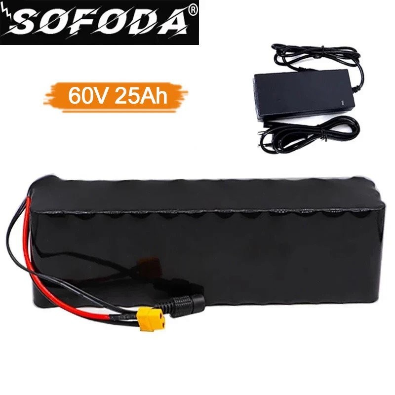 60V 25Ah 18650 lithium battery pack 16S3P built-in 30A, with balanced ...