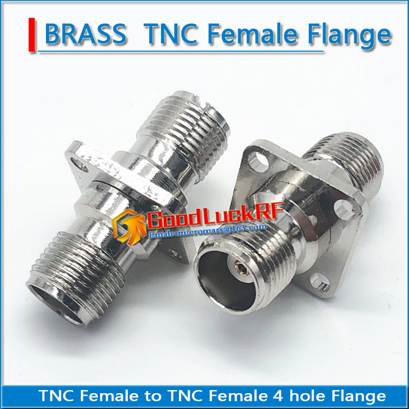 Dual TNC Female To TNC Female Plug 4 Hole Flange 17.5 * 17.5 mm Chassis Panel Mount Brass RF ...