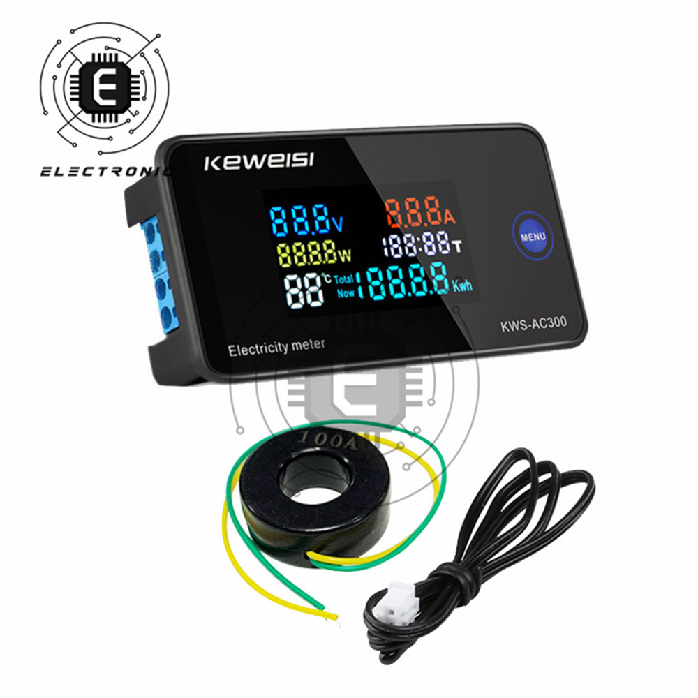 AC 50-300V Voltmeter Ammeter KWS Power Energy Meter LED Digital AC ...