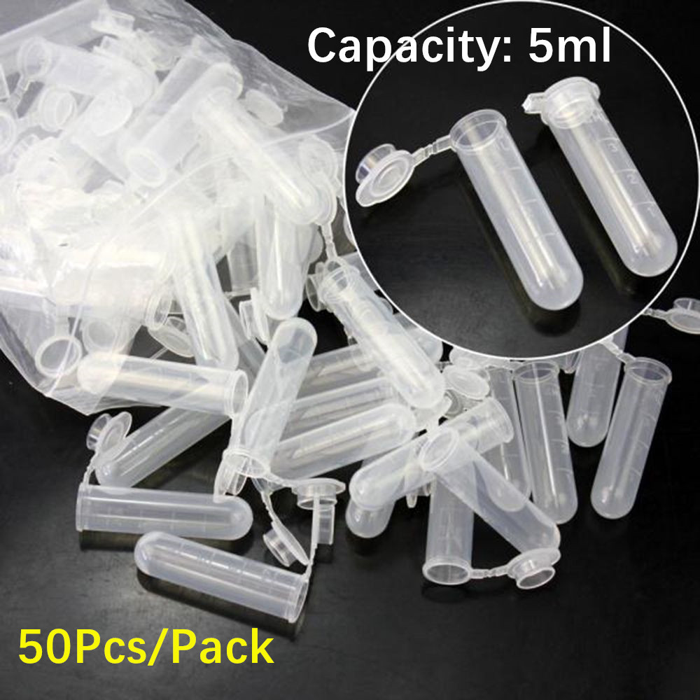 50Pcs/Pack 5 ml Centrifuge Test Tube Clear Plastic Tube Empty Sample ...