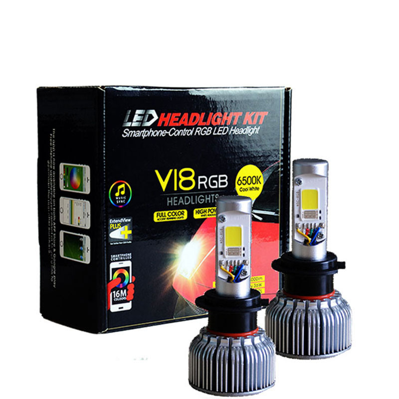 APP Smart Phone Control 2in1 H4 car light RGB LED Headlight Bulb Kit H7 ...