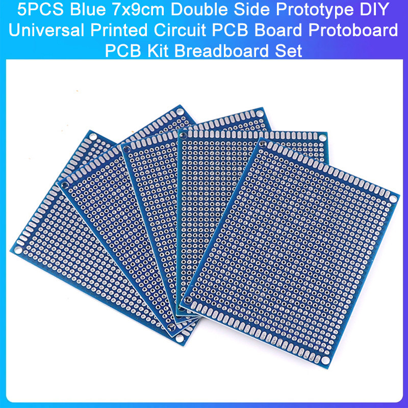 5PCS Blue 7x9cm Double Side Prototype DIY Universal Printed Circuit PCB ...