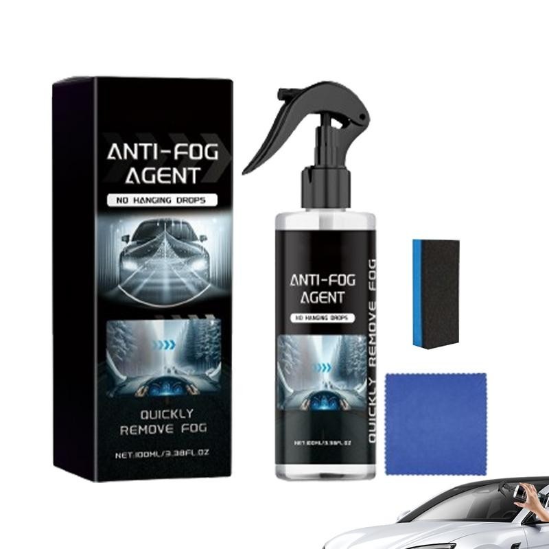 ⊹Car Glass Anti-Fog Agent 100ml Car Glass Cleaner With Towel And Sponge ...