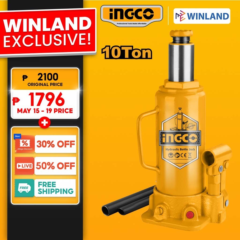 Ingco by Winland Hydraulic Bottle Jack 10 Tons HBJ1002 ING-HT | Shopee ...