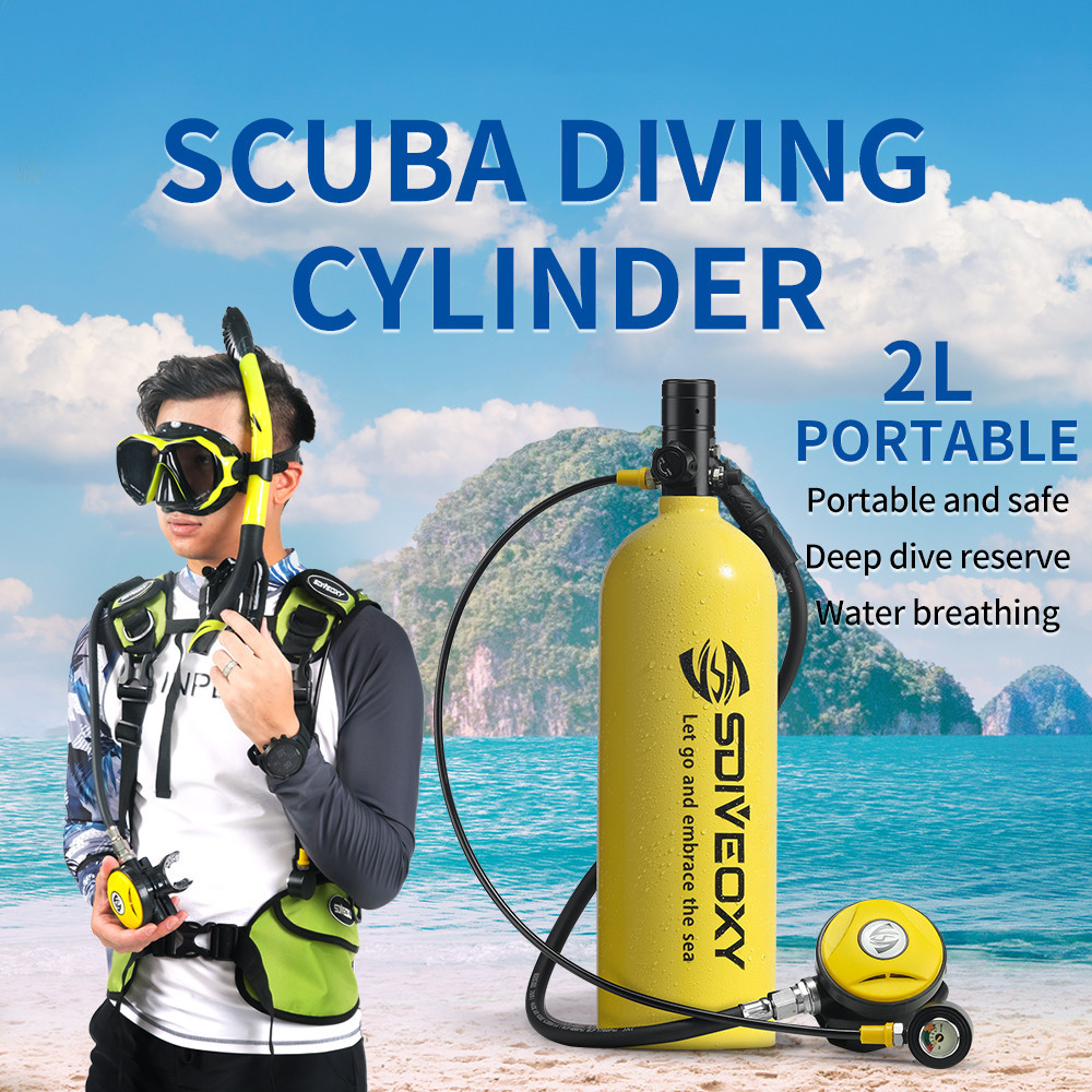 2L Scuba Diving Equipment/gear Mini Tank Mask/Adapter Cylinder Oxygen ...