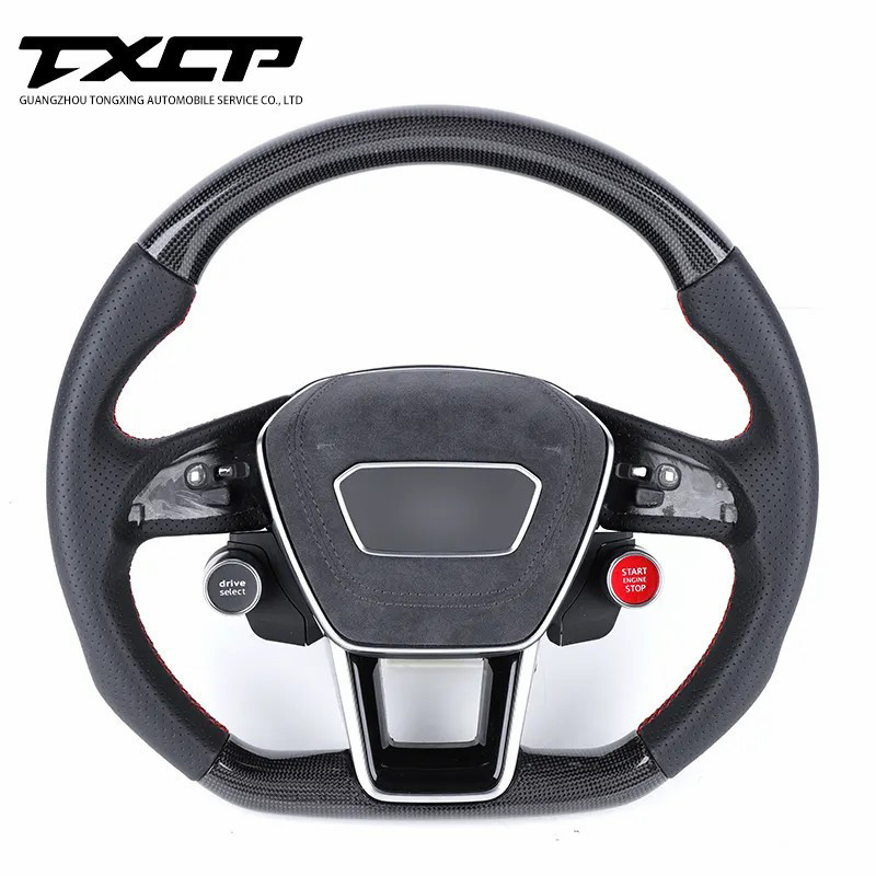 Fit For Audi C8 A6 S6 RS6 A7 S7 RS7 LED Carbon Fiber Steering Wheel ...