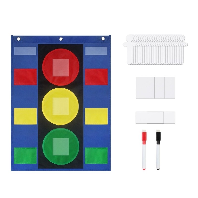 Stoplight Pocket Chart Kids Behavior Chart Pocket with 5 Blank Cards ...