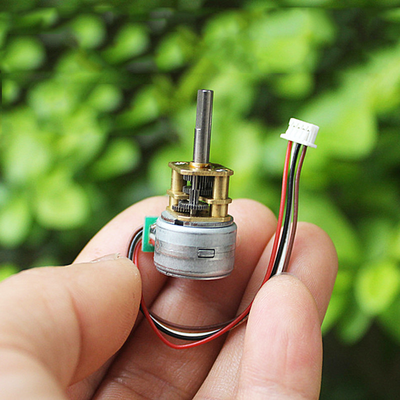 ♥15MM Micro Precision 2-Phase 4-Wire Full Metal Gearbox Gear Stepper ...