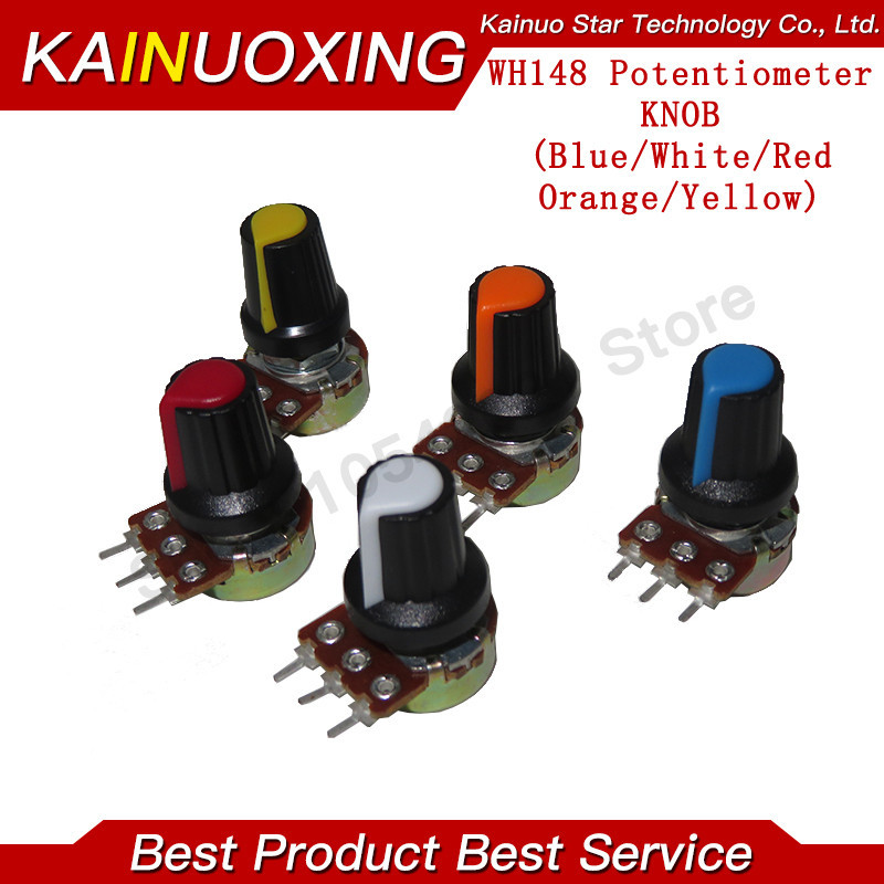 ⋛5Sets WH148 1K 5K 10K 15mm 3Pin Linear Taper Rotary Potentiometer ...