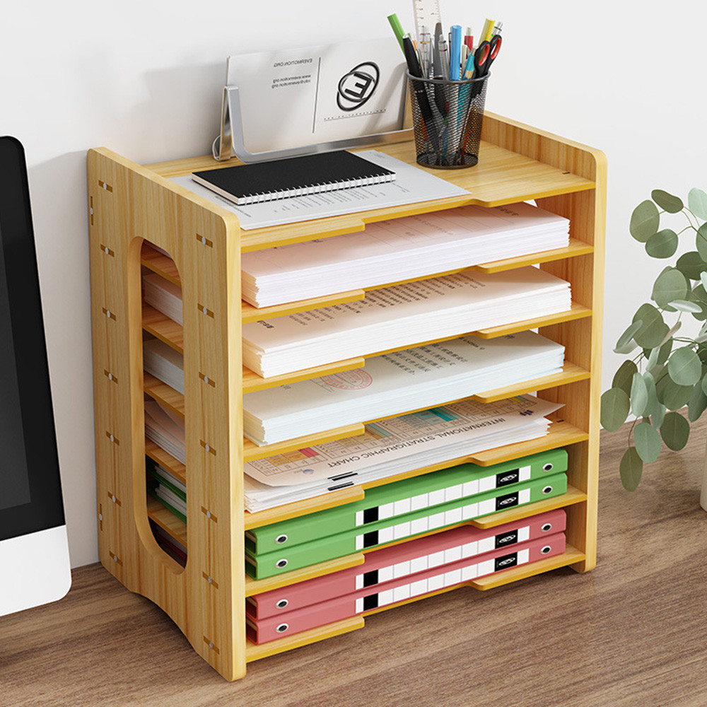 File Rack Vertical Bookshelf Frame Desktop Stationery Storage Box ...