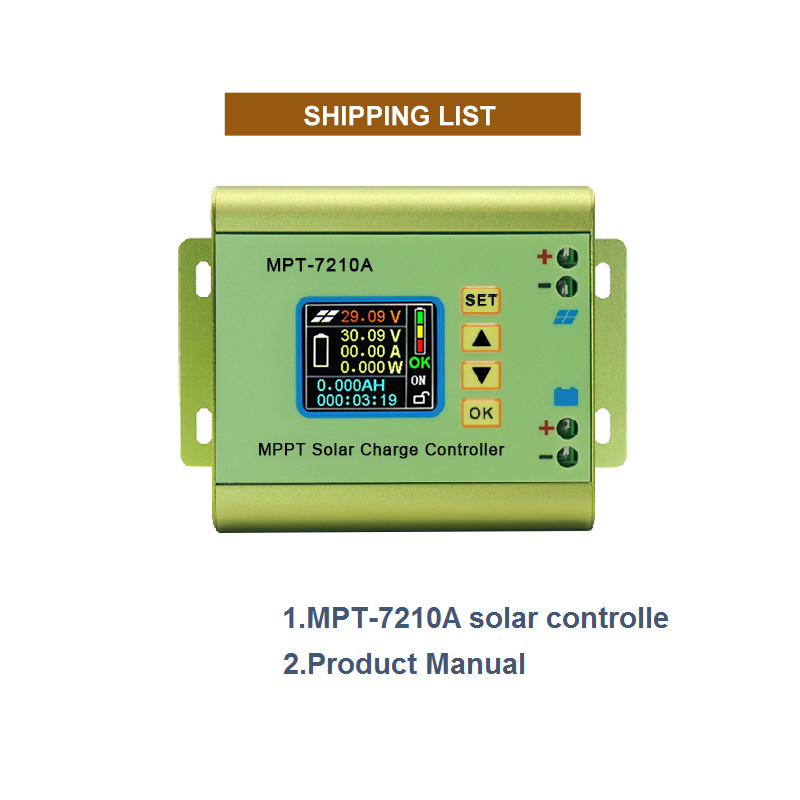 JUNTEK MPT-7210A MPPT Solar Panel Charge Controller Boost Battery ...