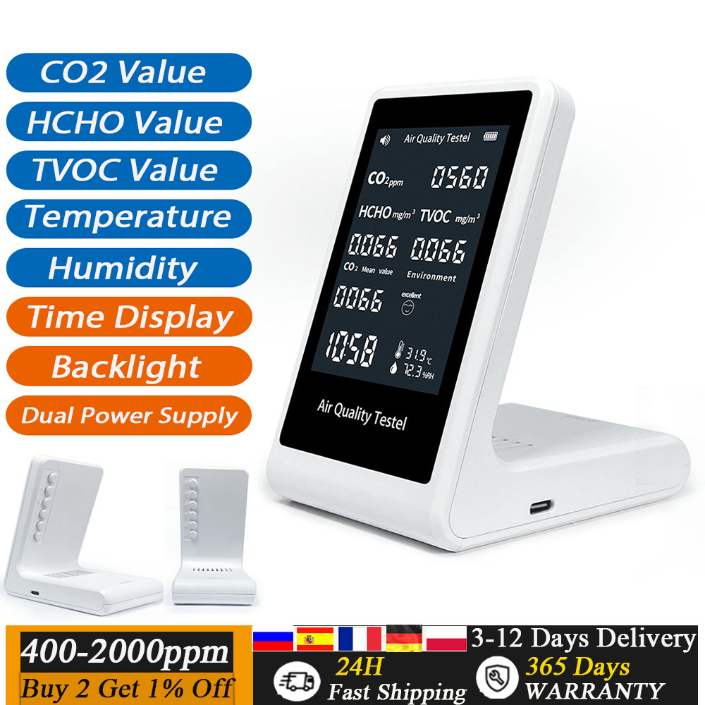 Indoor CO2 Detector Thermohygrometer Home Digital Air Detector ...
