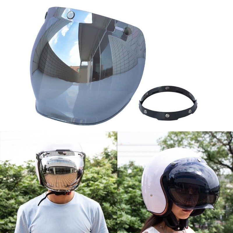 ⚔3-Snap Shield- for Motorcycles Helmet Shield- 3-Snap Design Open Face ...