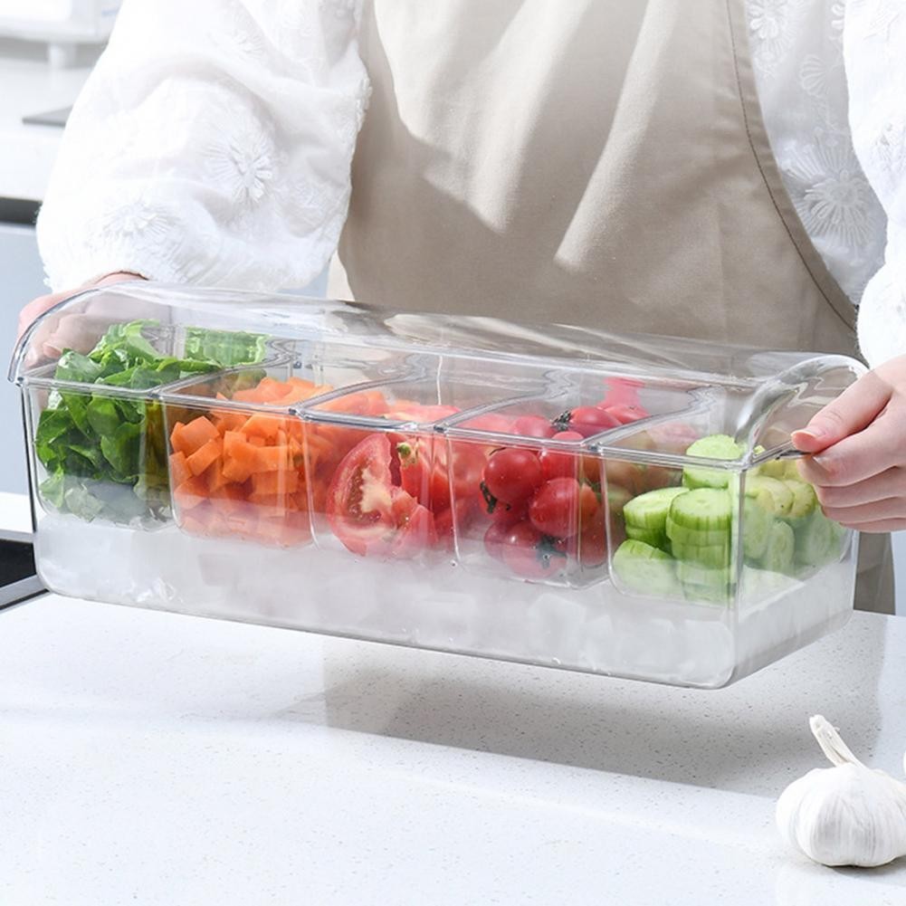 ☟Direct Food Contact Ice Box Salad Container Transparent Detachable ...