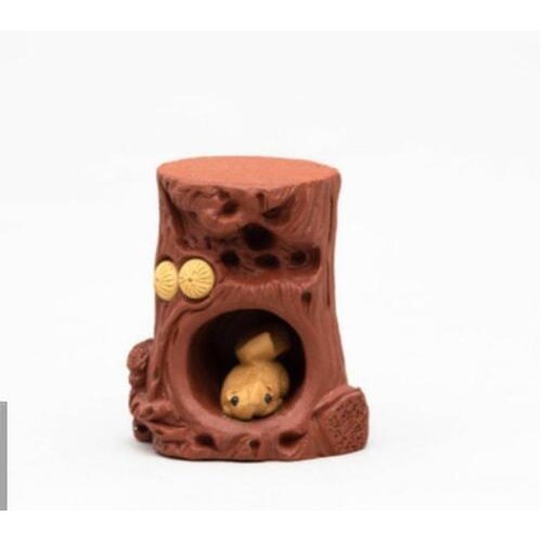 ☯Chinese Yixing Zisha Pottery Qing Shui Clay Squirrel Tree Stool Statue ...