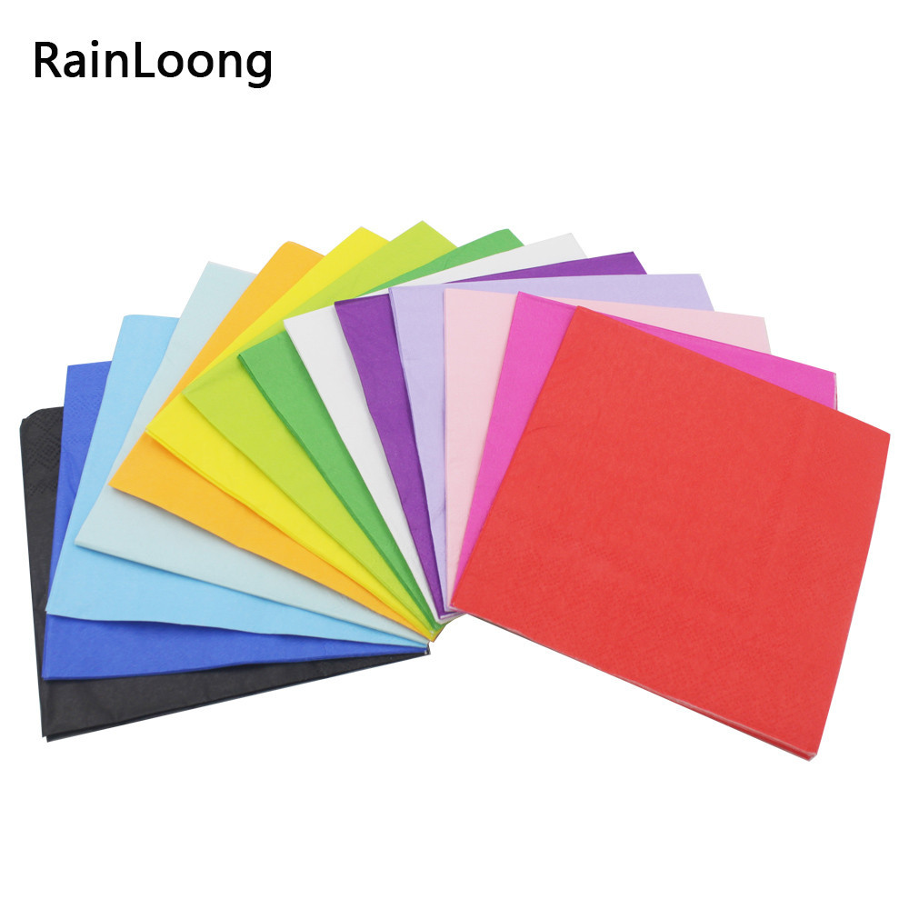 ♥[RainLoong] Solid Color Paper Napkins Decoupage Printed Beverage Event ...
