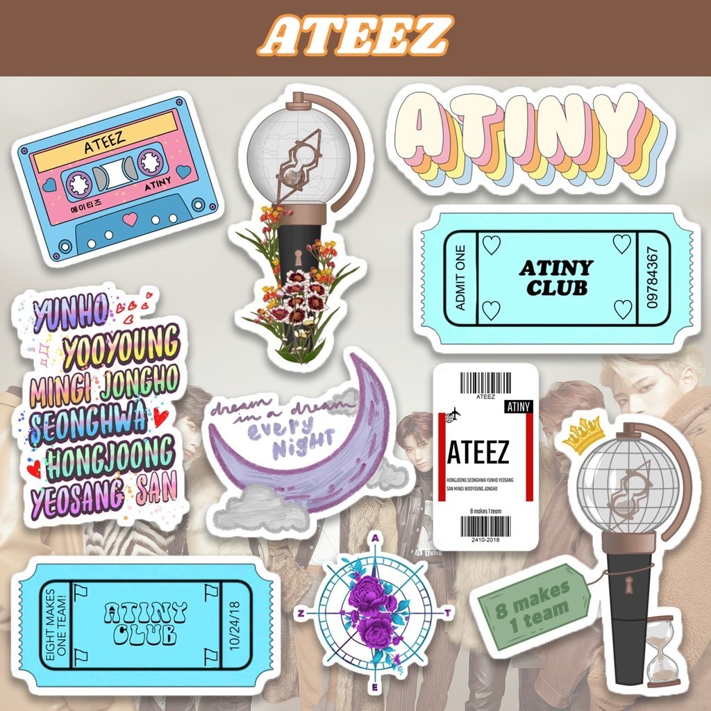 KPOP Sticker / ATEEZ 에이티즈 ATINY KPOP Sticker Laminated Vinyl Waterproof ...