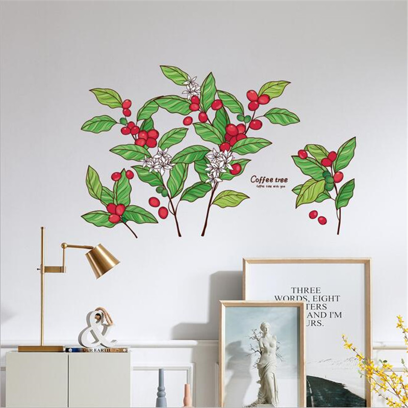 4PCS Coffee Tree Creative Wall Stickers For Living New Folding Version ...