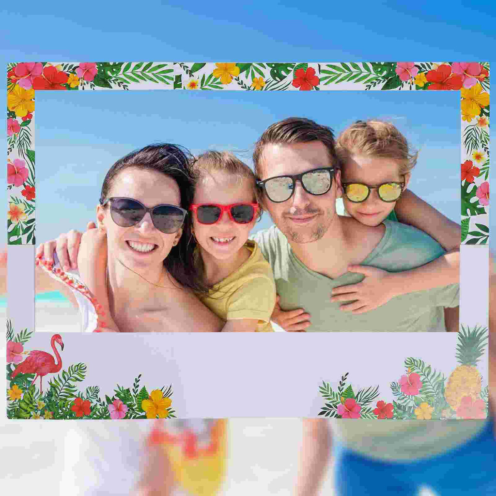 Hawaiian Party Photo Frame Summer Photo Booth Props Tropical Tiki for ...