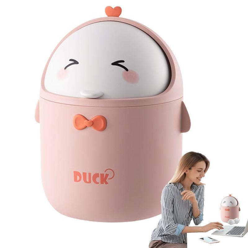 Mini Desktop Bin Small Trash Can Compact Cute Cartoon Rubbish Bin With ...