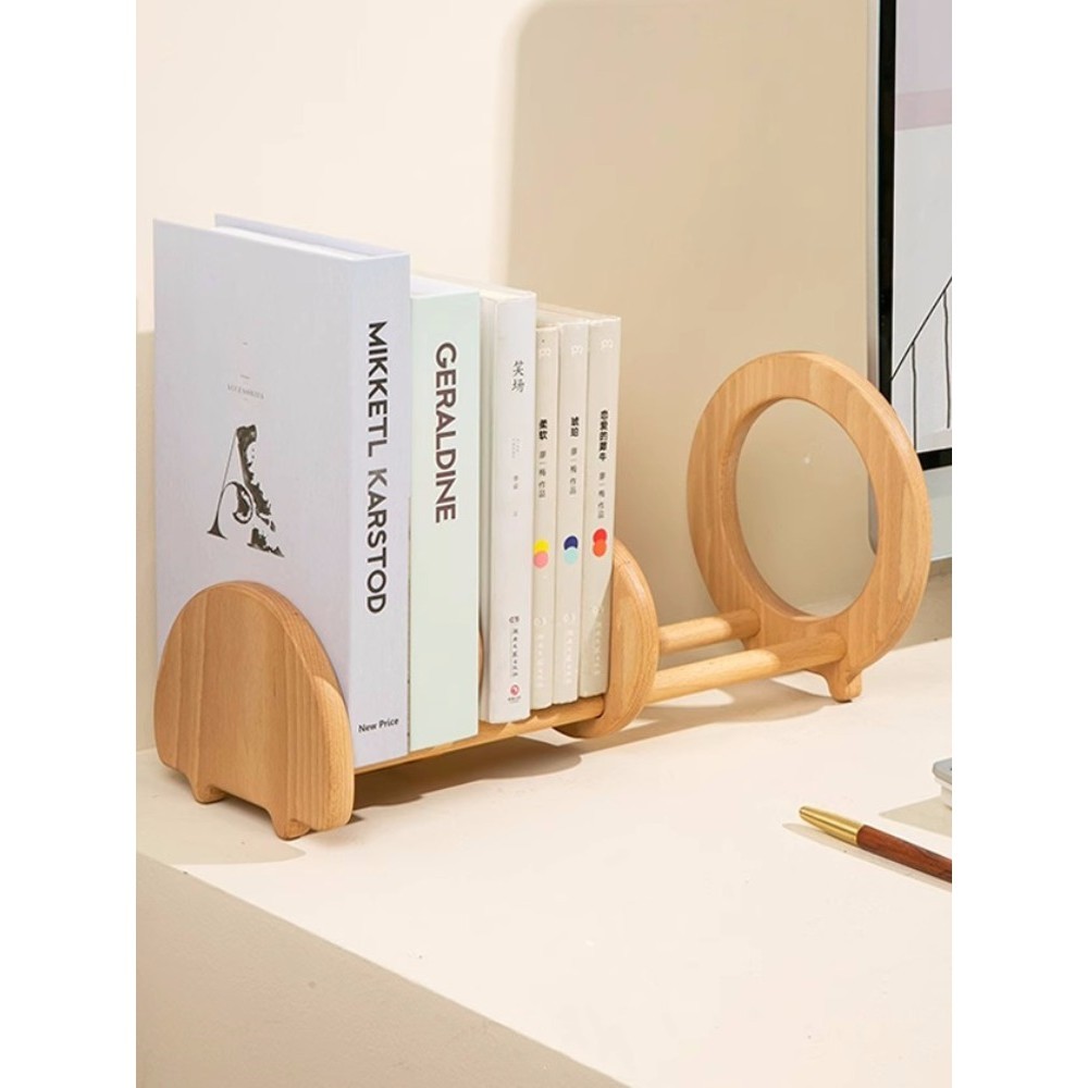Creative Wooden Desktop Book Stand Illustrated Books Files Shelf Office ...
