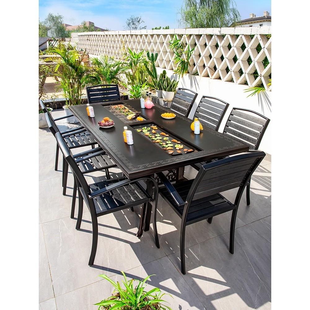 Outdoor courtyard cast aluminum barbecue tables and chairs outdoor ...