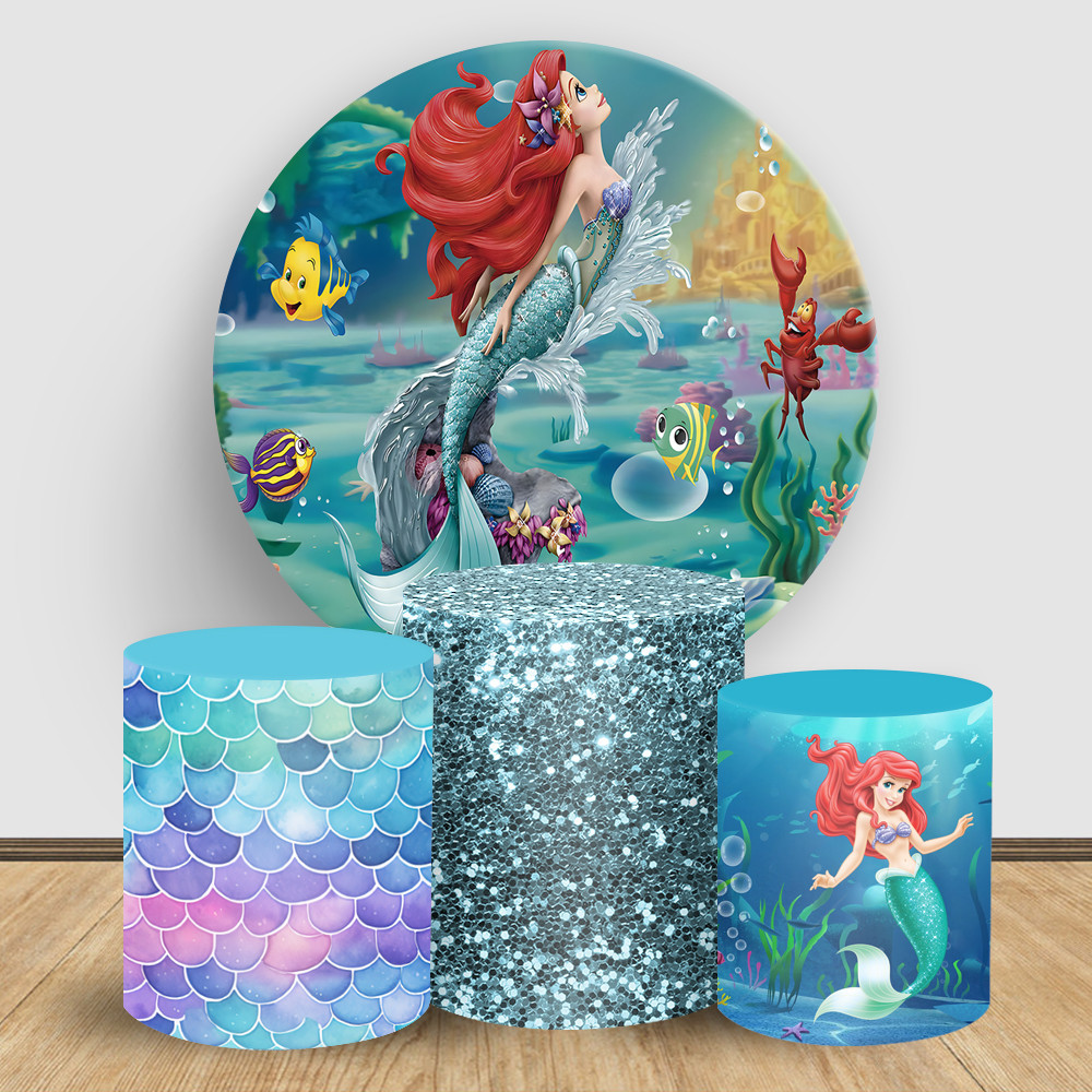 Disney's Mermaid Ariel Theme Circle Round Backdrop Cover and Cylinder ...