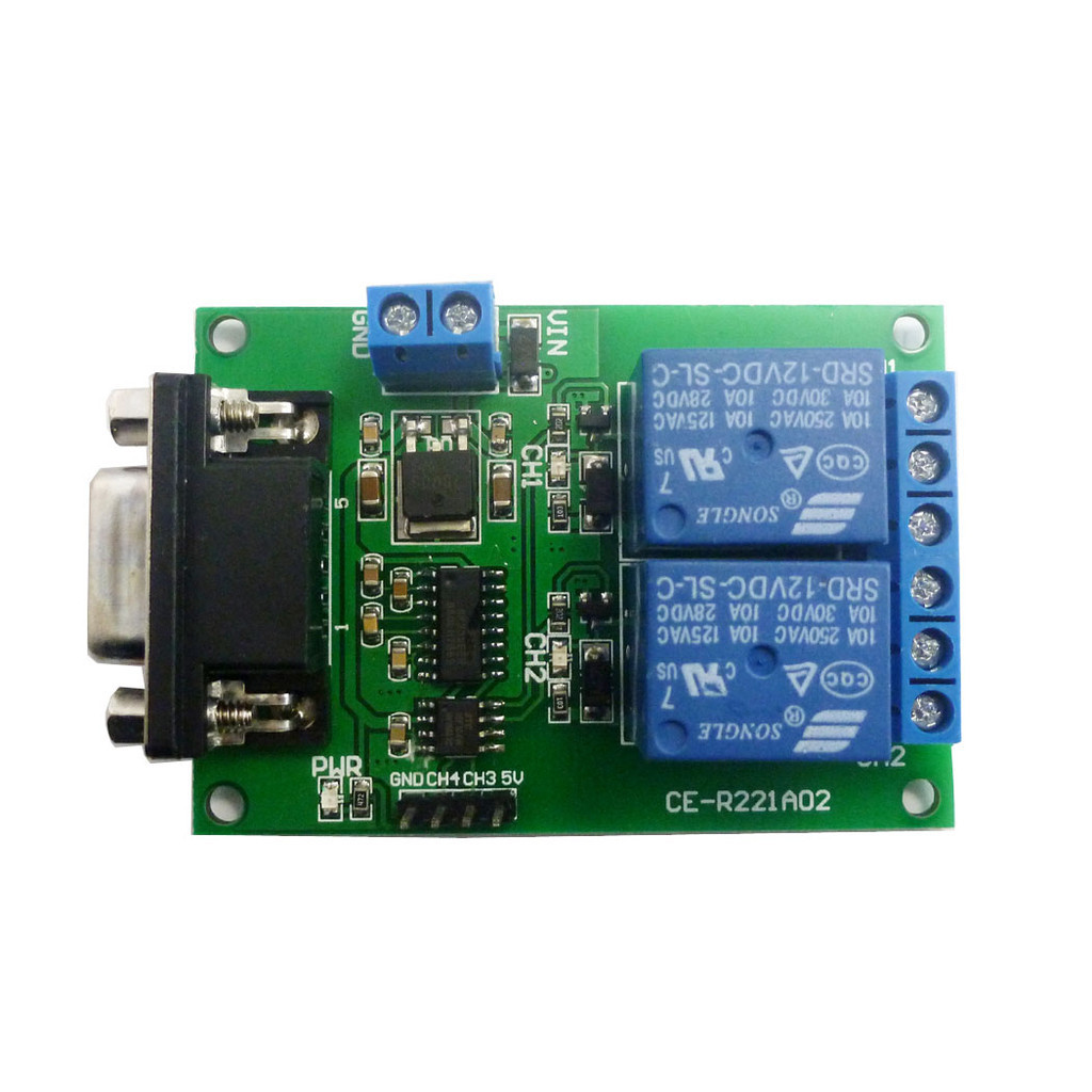 ☂2 Channel Serial port Relay Module DC 12V PC Computer USB RS232 DB9 RS485 UART Remote Controlq ...