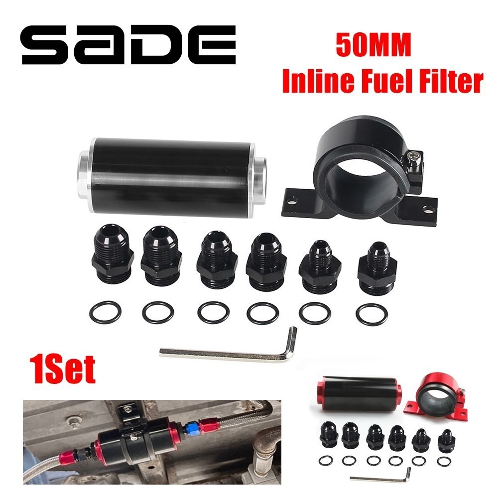 ~50MM 100 Micron Inline Fuel Filter with AN6 AN8 AN10 Fittings Adapter ...