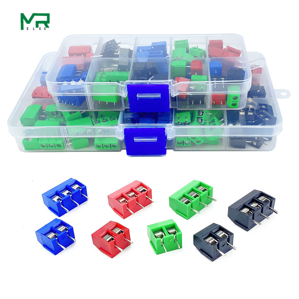⋚68/135/pcs / box KF301- 2P/3p screw 5.0mm terminal block 2 Pin 3 Pin Spliceable pcb terminal b ...