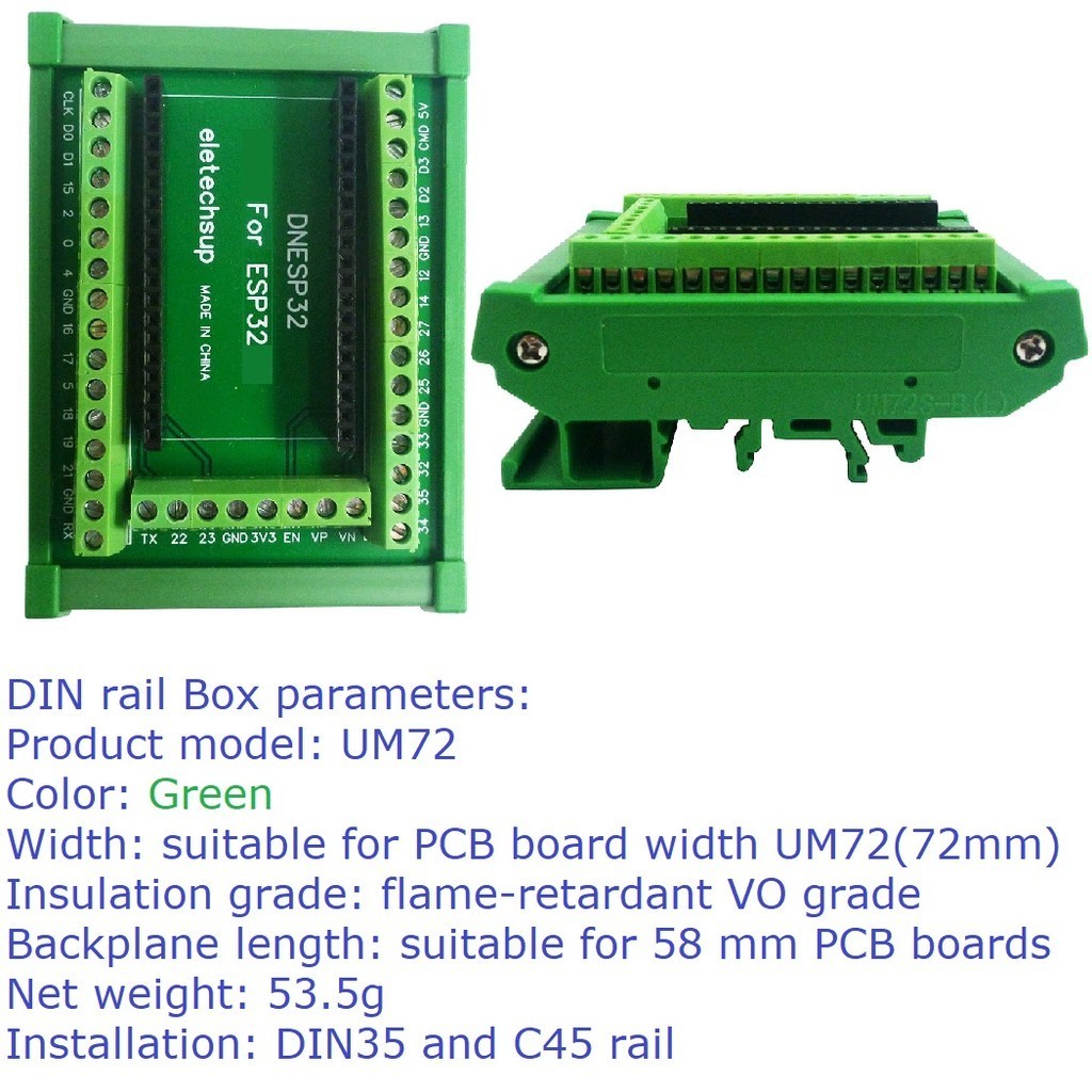 DIN Rail Mount Screw Terminal Block Adapter Module For ESP32S ESP-WROOM-32 DevKitC ESP32 WIFI D ...