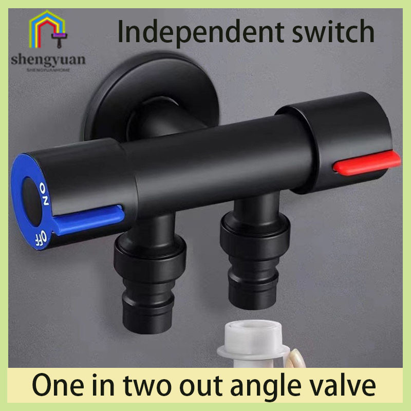 Stainless steel three-way angle valve, one in two out faucet switch ...