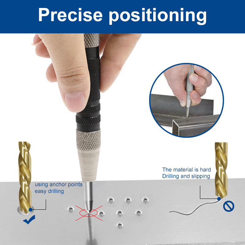 웃Automatic Center Pin Punch Spring Loaded Marking Starting Holes Tool ...