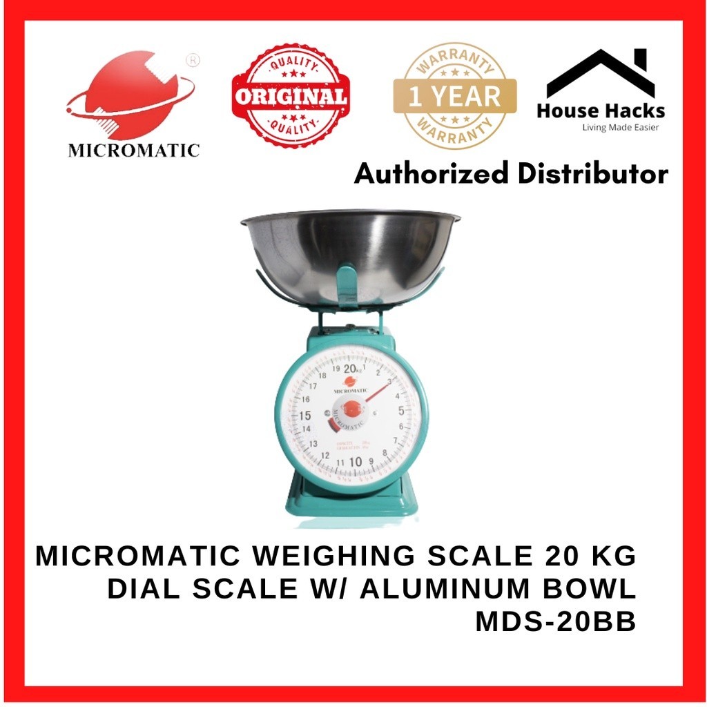 Micromatic Weighing Scale 20 KG Dial Scale w/ Aluminum Bowl (Timbangan ...