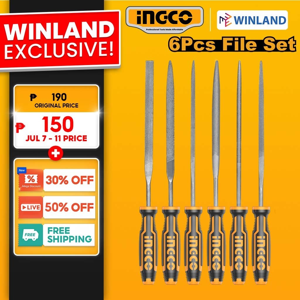 Ingco by Winland 6pcs Metal File Set Kikil 140mm(5.5") HKTF63 ING-SS ...