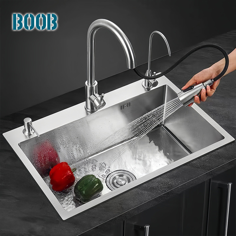 BOOB SUS304 Lababo Kitchen Sink Thickness Single Double Silver ...