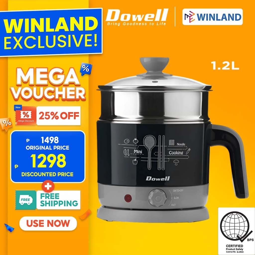 Dowell by Winland 1.2L Mini-chef Electric Kettle | Multi Cooker ...