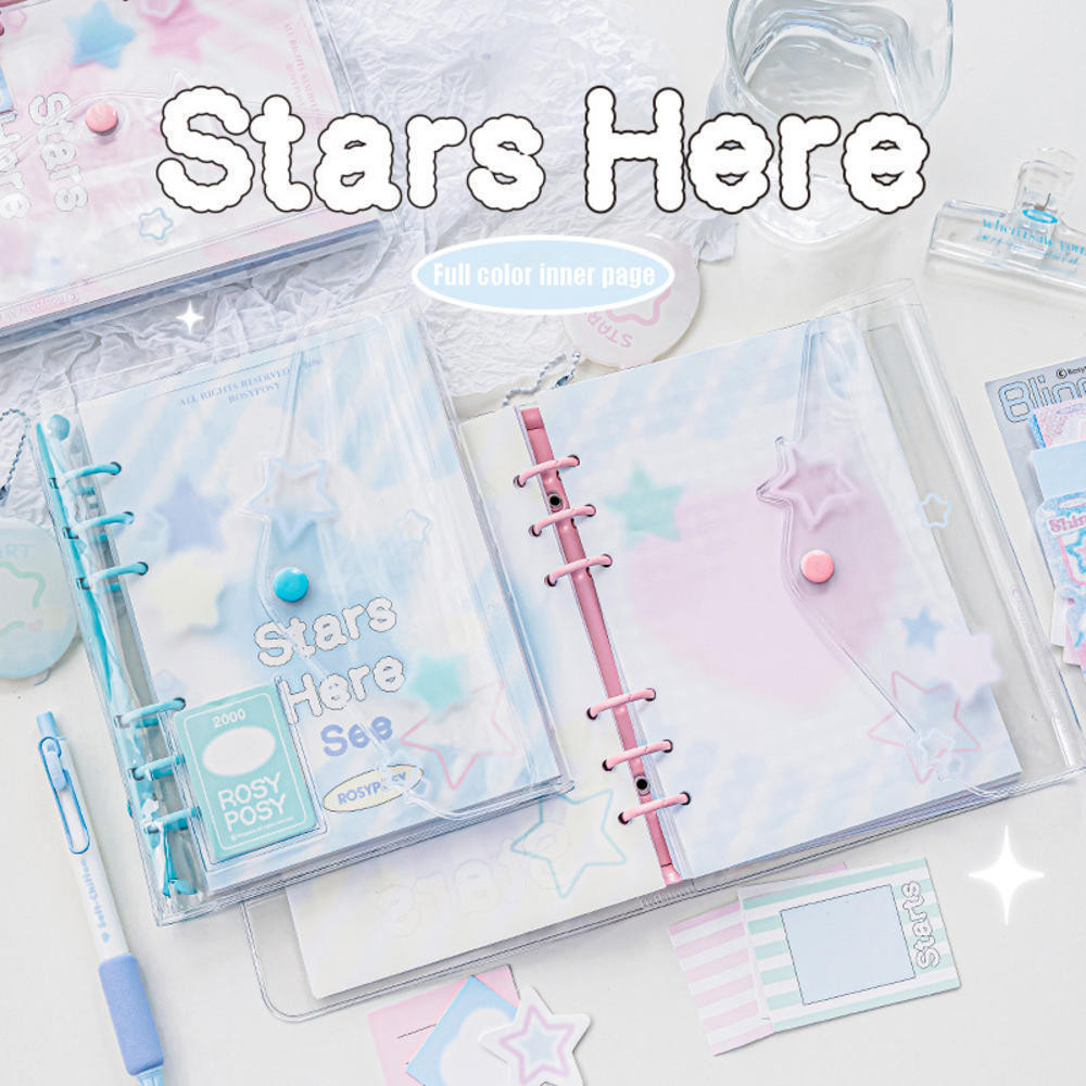 Kawaii Full Color Notebook Snap Button Spiral Binder Notebook Cute ...