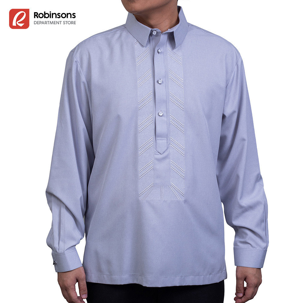 Executive Men's Embroidered Longsleeves Office Barong (Light Gray ...