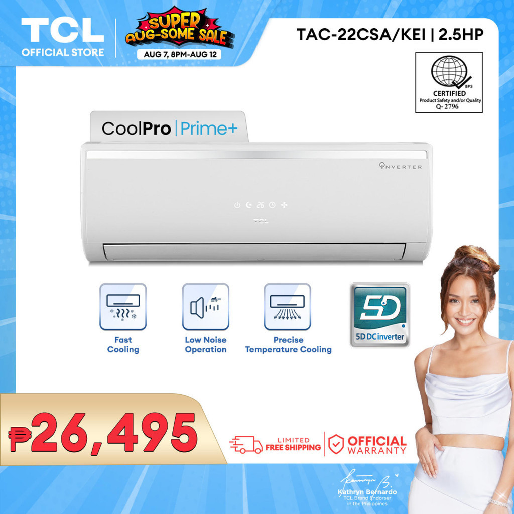 TCL 2.5HP Inverter Aircon Split-type Air Conditioner TAC-22CSA/KEI (White) | Shopee Philippines