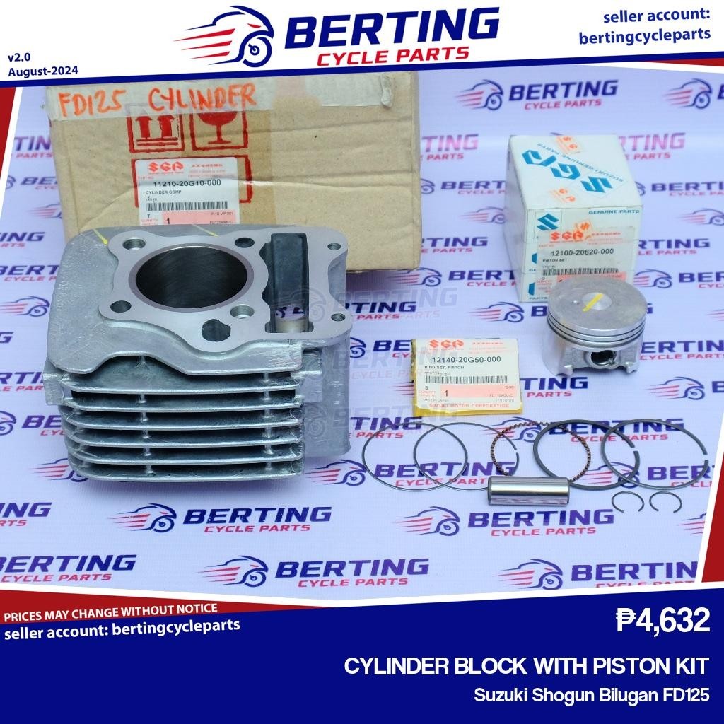 SGP CYLINDER BLOCK WITH PISTON KIT Suzuki Shogun Bilugan FD125 Genuine ...