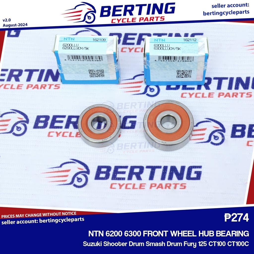 NTN 6200 6300 FRONT WHEEL HUB BEARING Suzuki Shooter Drum Smash Drum ...
